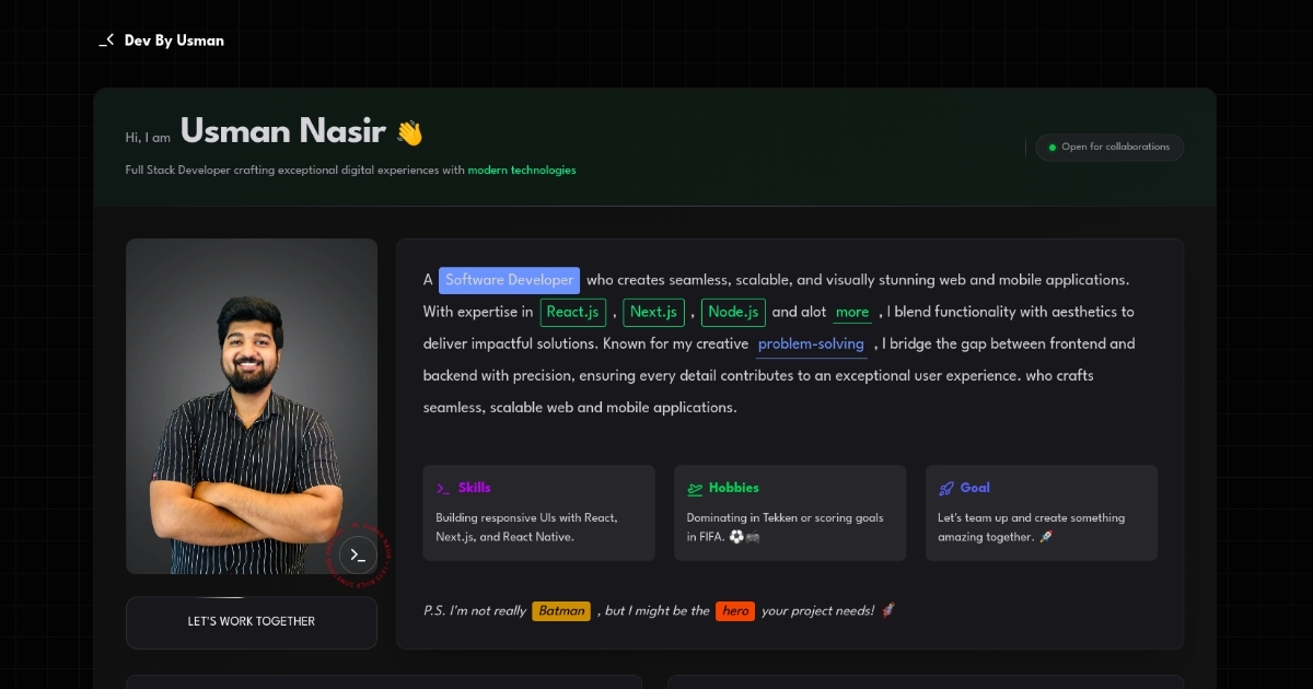 Usman Nasir - Full Stack Developer